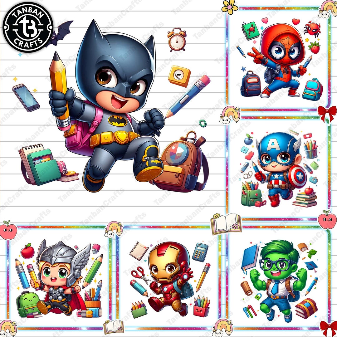 6 Cartoon Back to School Png Bundle, Funny Cartoon Png, Cartoon Friends ...