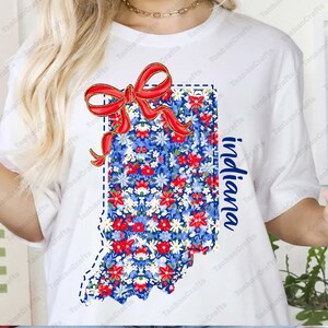 Preppy USA State Map Png Bundle, 4th of July Floral Map Png, Patriotic ...