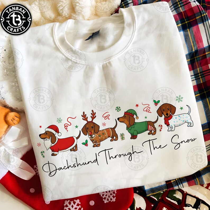 Dachshund Through the Snow Png, Merry Christmas Dachshund Dog, Retro ...