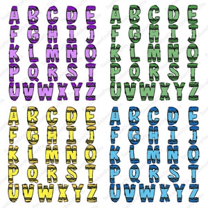 BUNDLE Alphabet Crayon Letters Png, Alphabet Bundle, Crayon School Font ...
