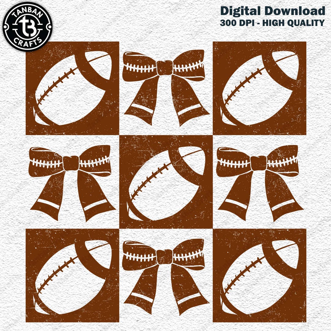 Retro Checkered Football Png, Football Bow Disco Ball Png, Football Mom ...