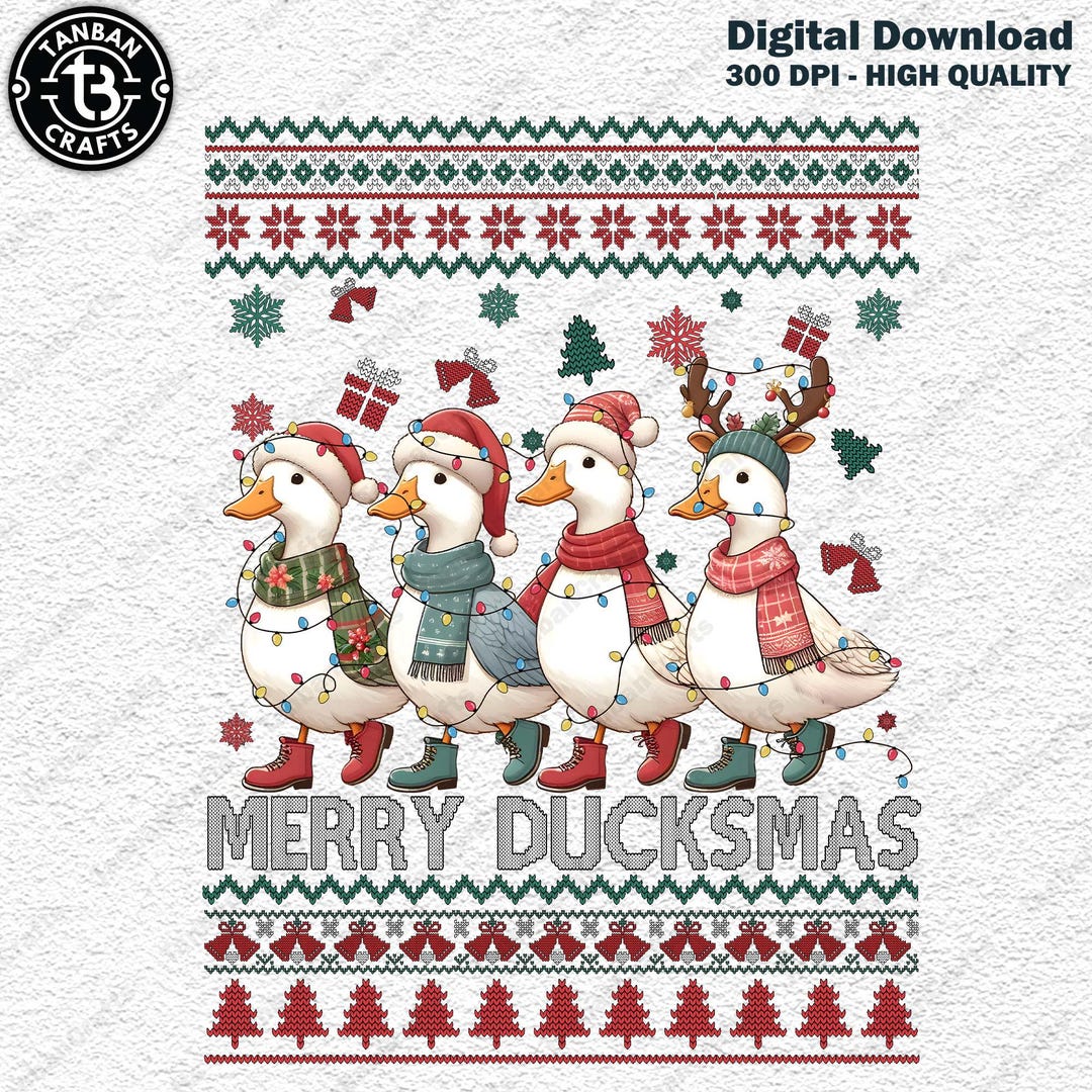 Ducks Christmas Light PNG, Santa Ducks Merry Christmas PNG, Funny Duck ...