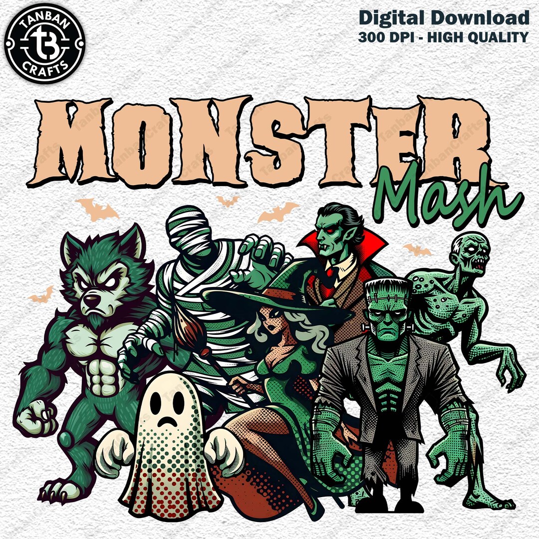 Retro Halloween Monster Png, Monster Mash Png, Vintage Ghost Halloween ...