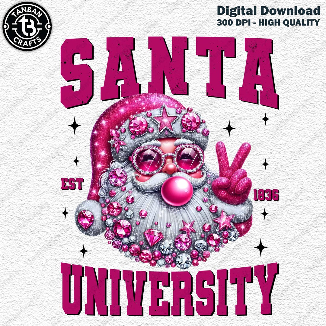 Pink Santa University Png, Funny Santa Claus Png, Trendy Xmas Png ...