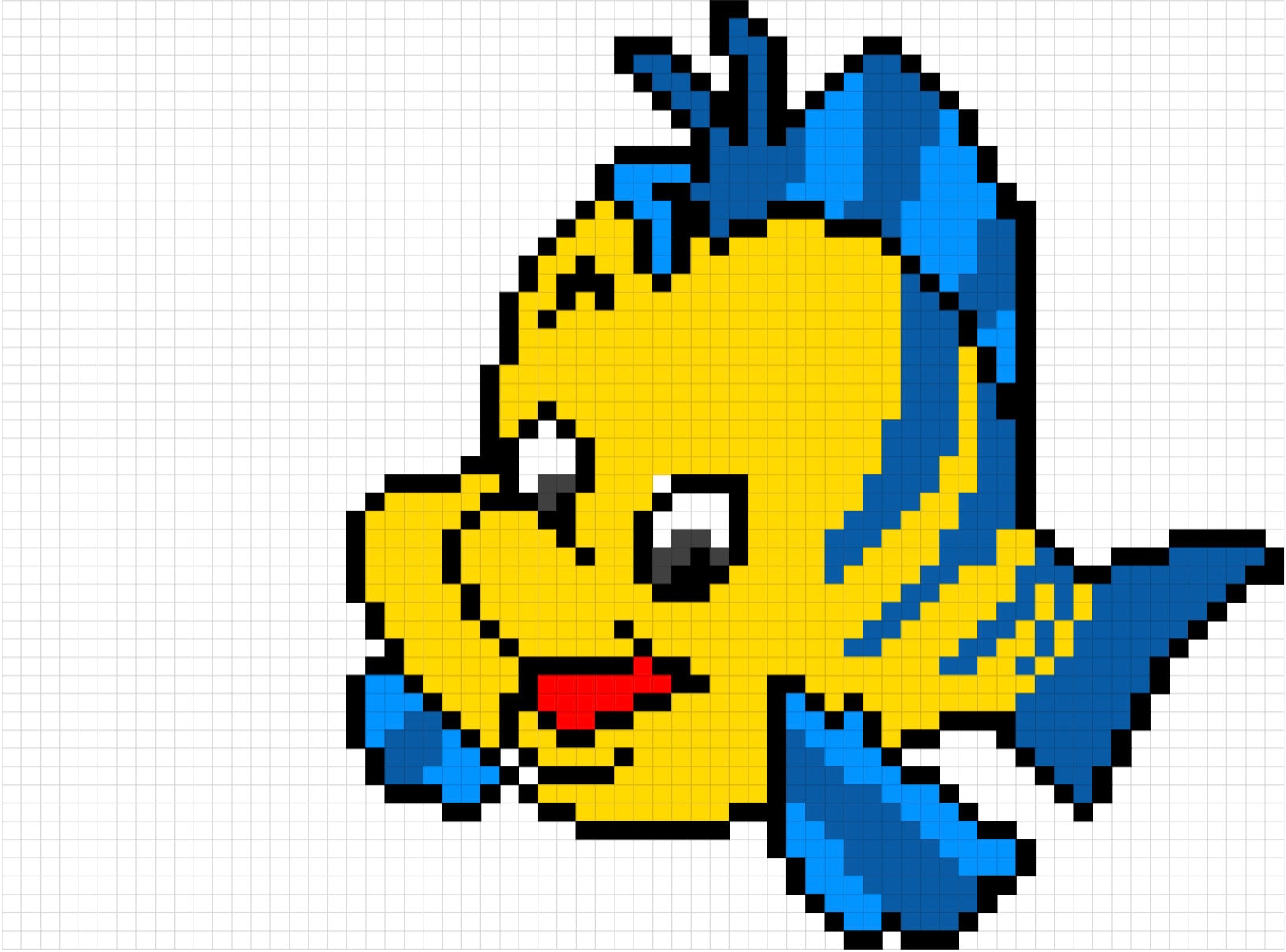 Flounder From Little Mermaid Pixel Art - Etsy