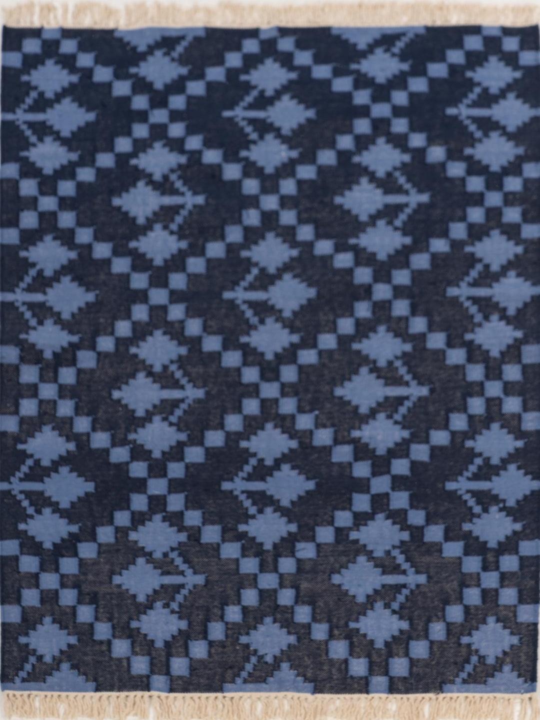 Handwoven Wool Rug: Indigo and Denim Blue Geometric Flatweave - Etsy
