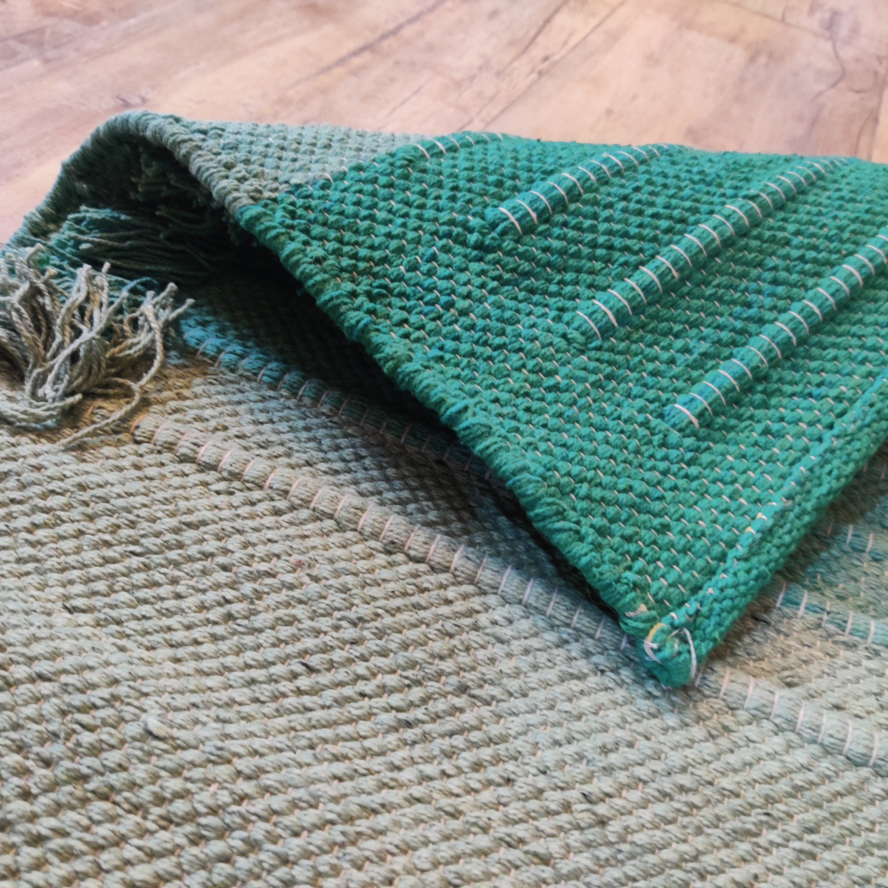 2x6 Ft Saga Green Yoga Mat for Meditation, Organic Cotton Handwoven Mat ...