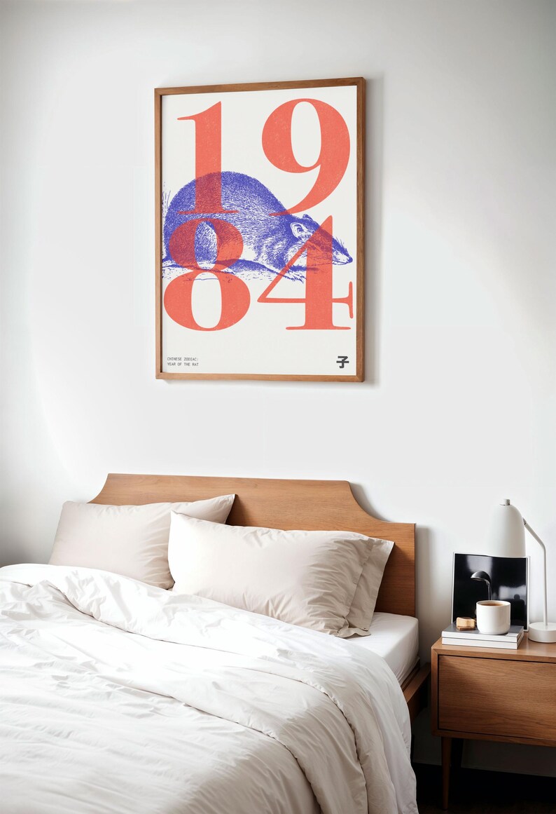 1984 | Year of the Rat | Chinese Zodiac Art | Astrology Printable Art ...