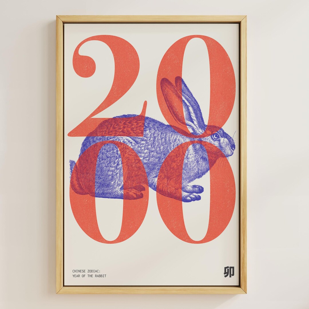 2000 | Year of the Rabbit | Chinese Zodiac Art | Astrology Printable ...
