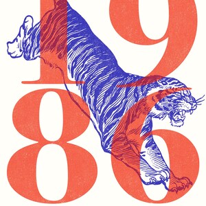 1986 | Year of the Tiger | Chinese Zodiac Art | Astrology Printable Art ...