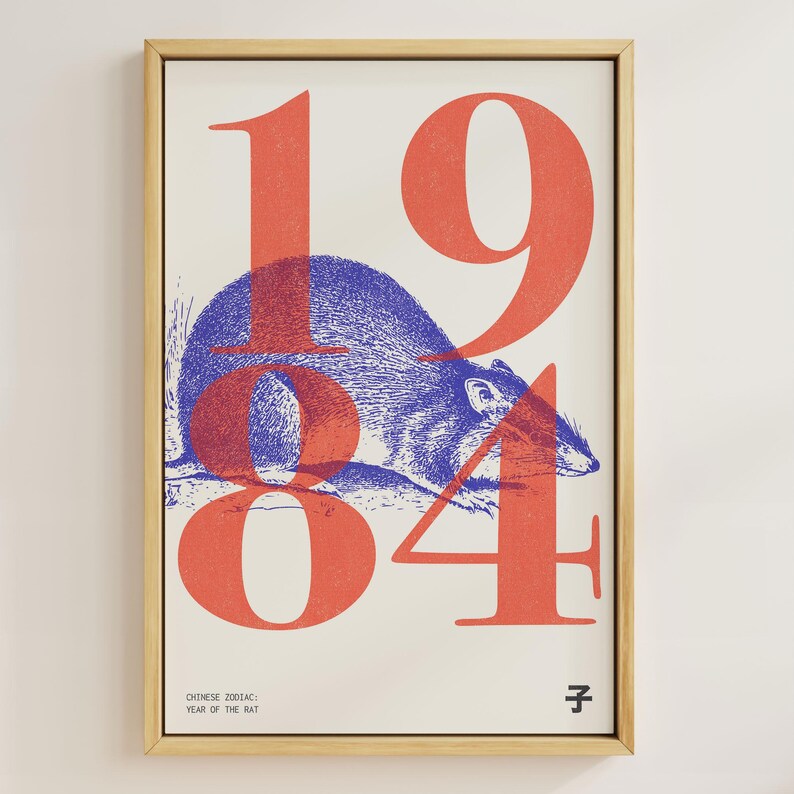 1984 | Year of the Rat | Chinese Zodiac Art | Astrology Printable Art ...