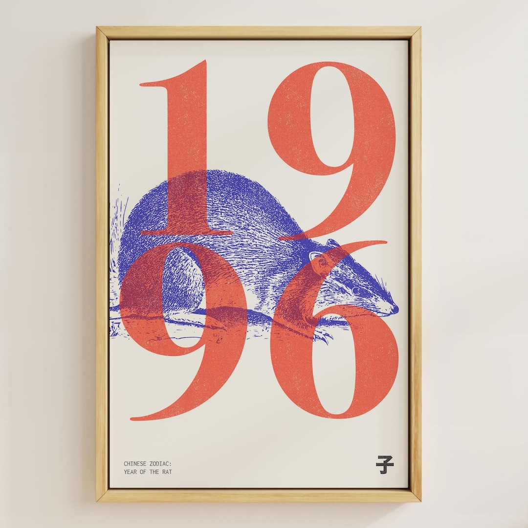 1996 | Year of the Rat | Chinese Zodiac Art | Astrology Printable Art ...