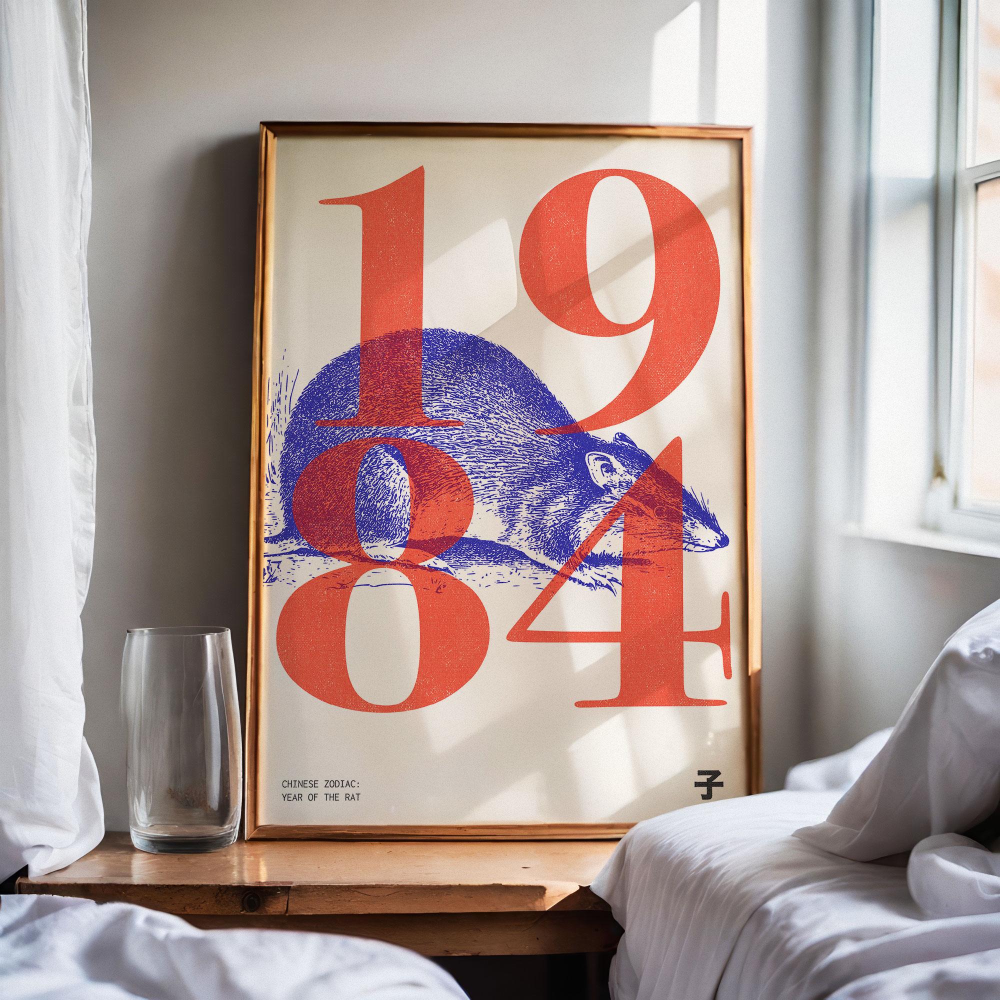 1984 | Year of the Rat | Chinese Zodiac Art | Astrology Printable Art ...