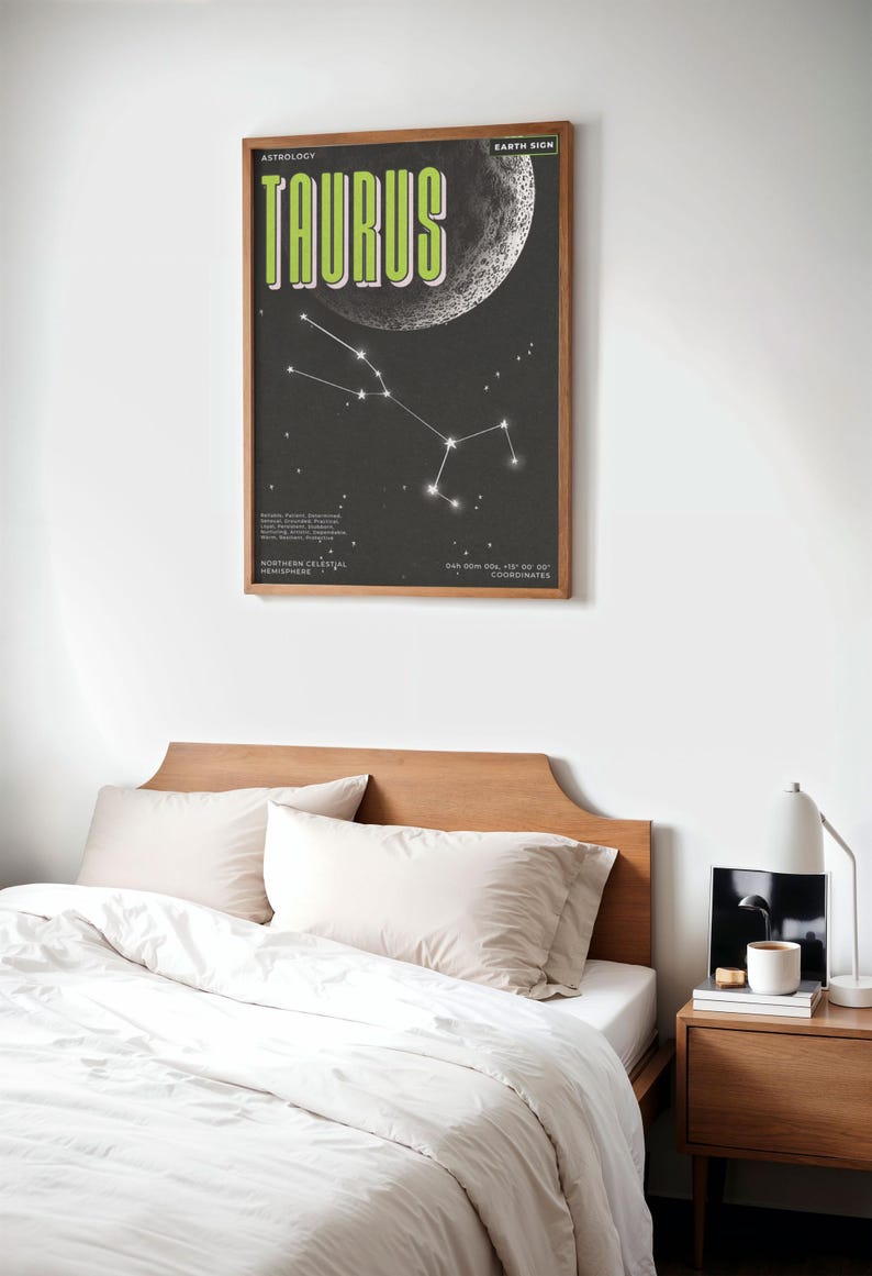Taurus Constellation Poster - Minimalist Zodiac Wall Art for Astrology ...
