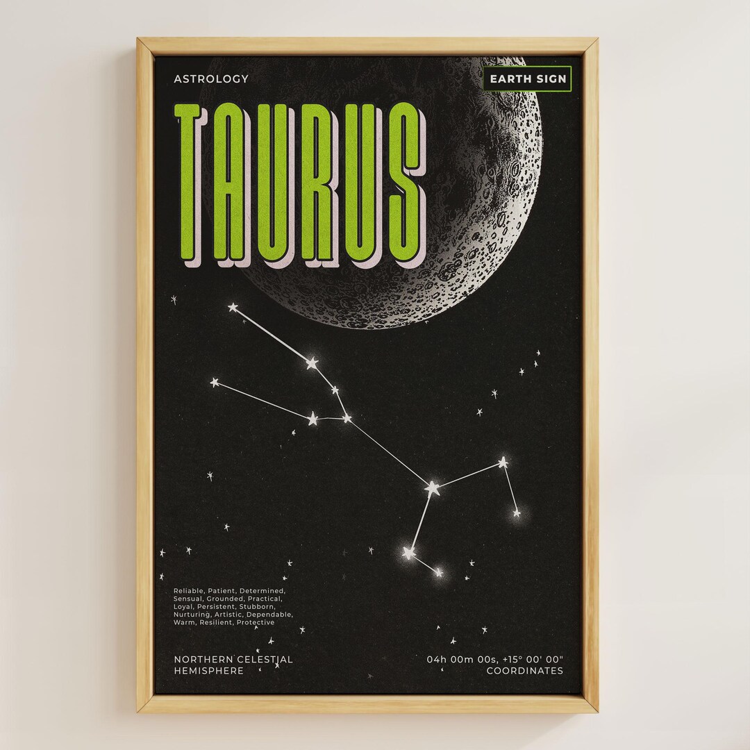 Taurus Constellation Poster - Minimalist Zodiac Wall Art for Astrology ...