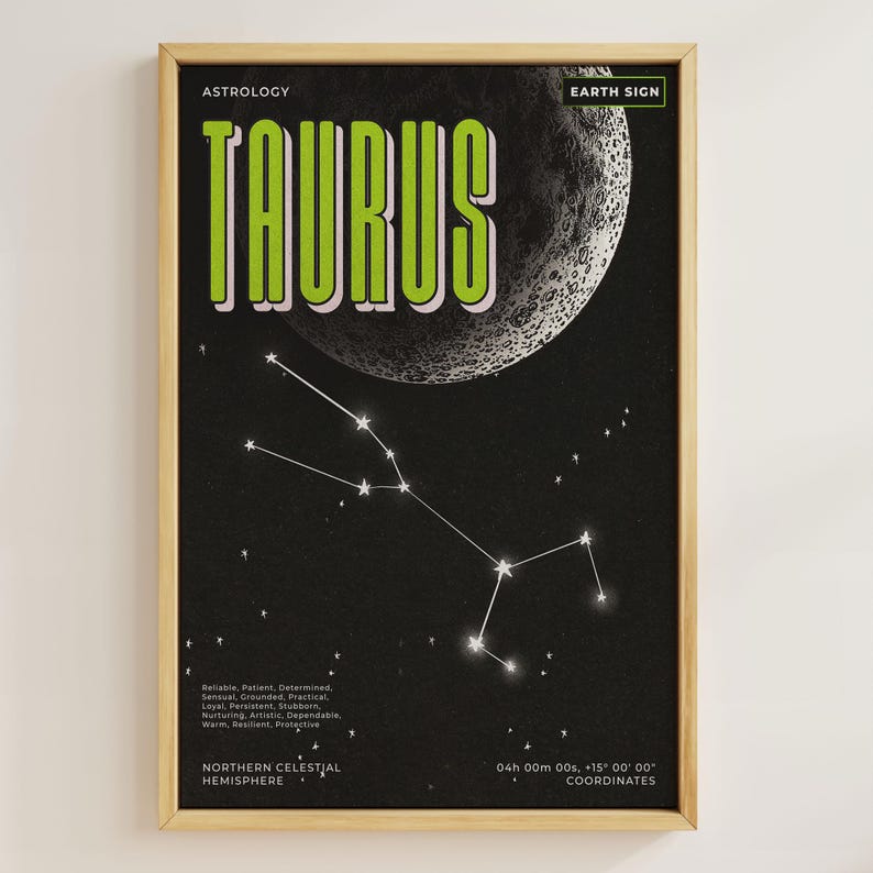 Taurus Constellation Poster - Minimalist Zodiac Wall Art for Astrology ...