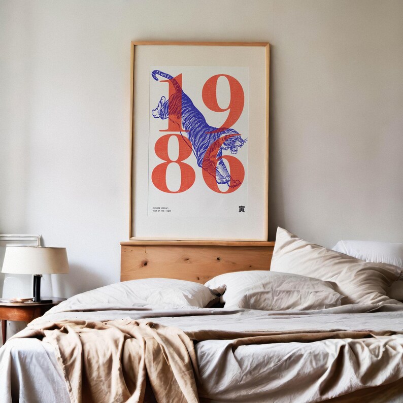 1986 | Year of the Tiger | Chinese Zodiac Art | Astrology Printable Art ...