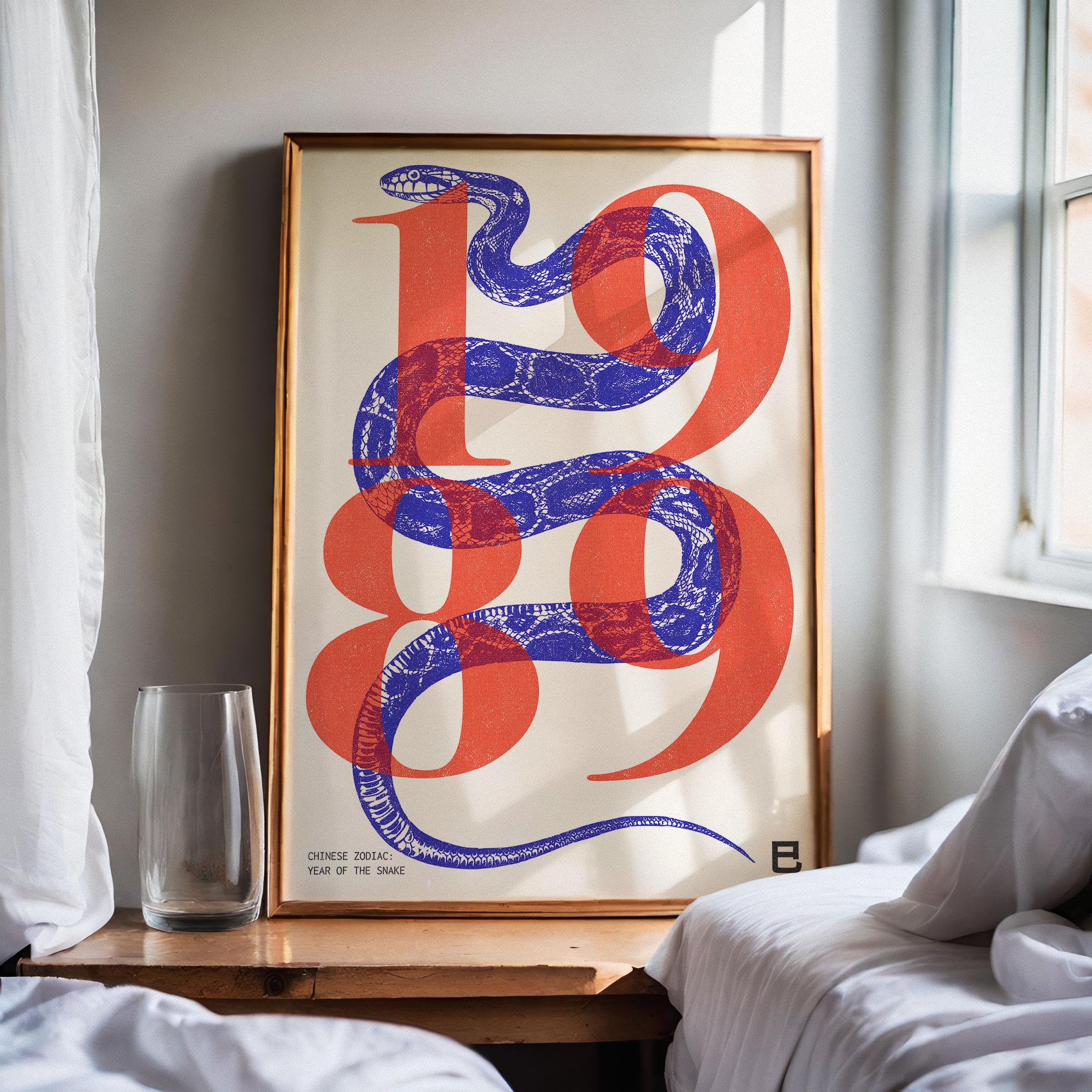 1989 | Year of the Snake | Chinese Zodiac Art | Astrology Printable Art ...
