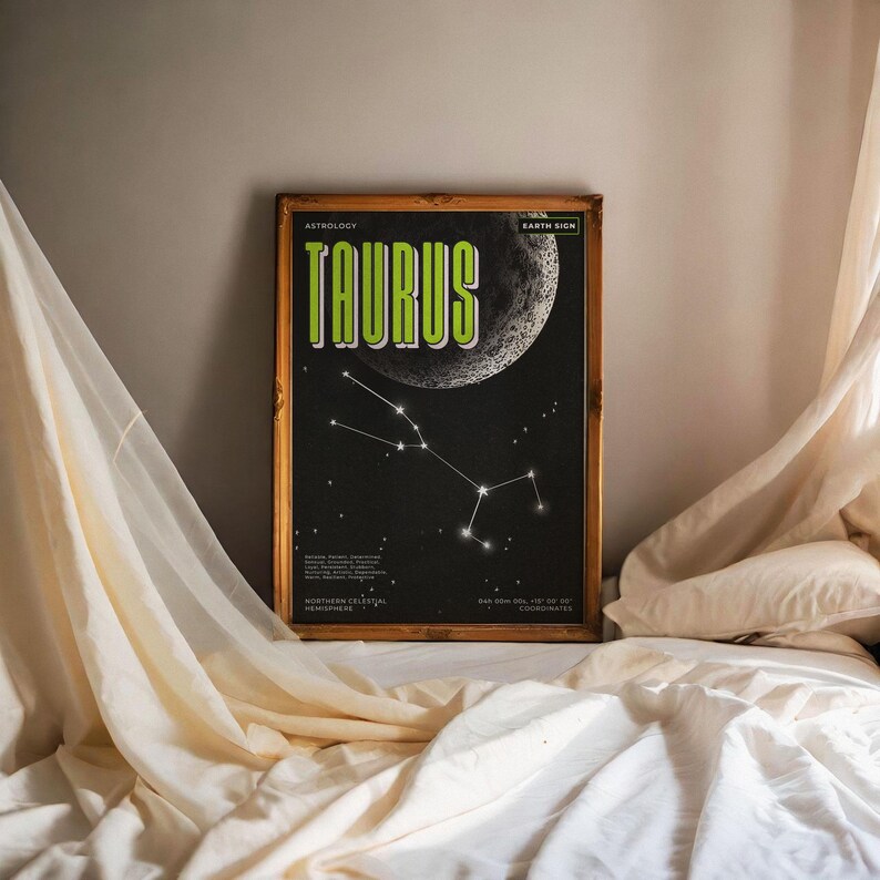 Taurus Constellation Poster - Minimalist Zodiac Wall Art for Astrology ...