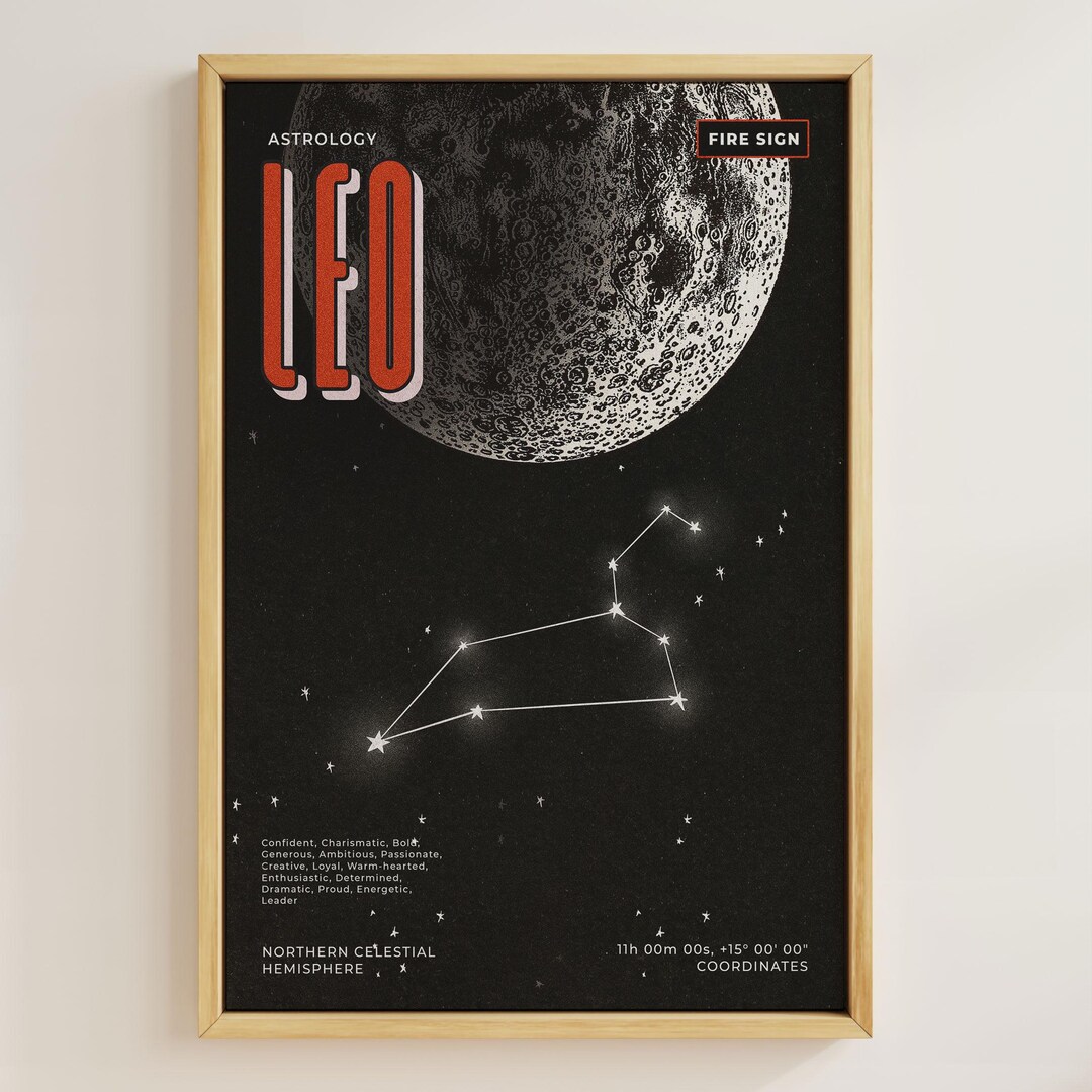 Leo Constellation Poster - Minimalist Zodiac Wall Art for Astrology ...
