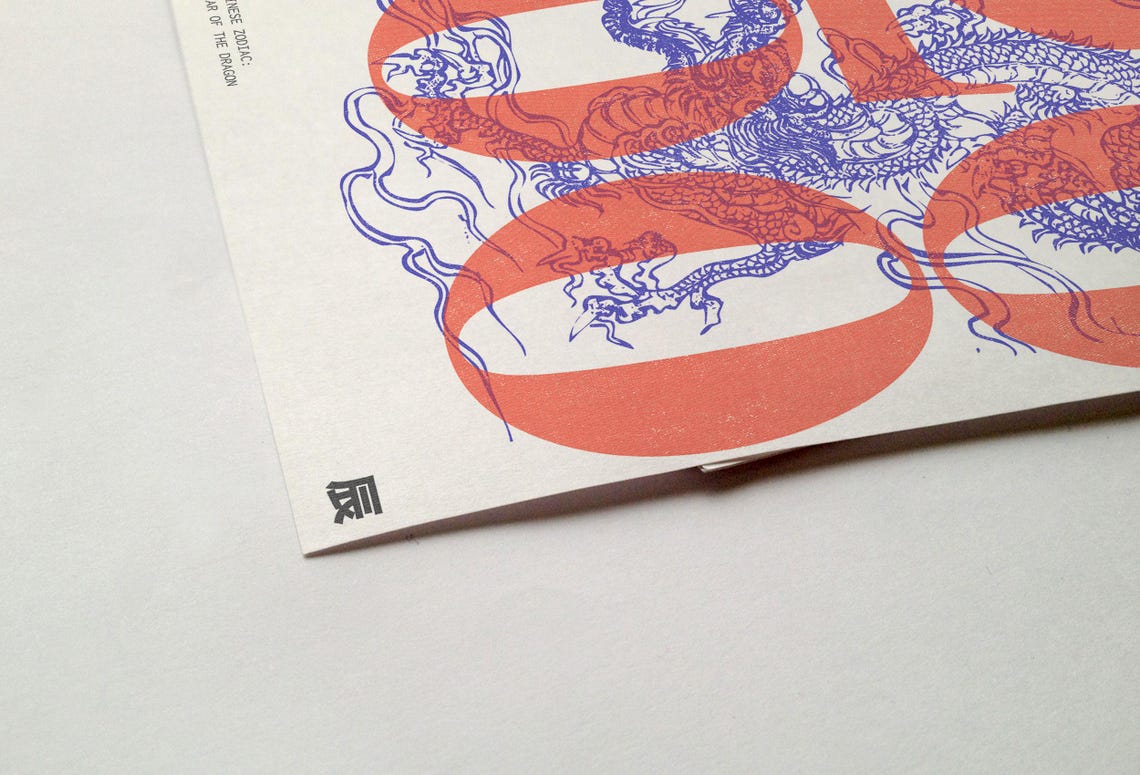 2000 | Year of the Dragon | Chinese Zodiac Art | Astrology Printable ...