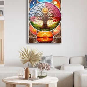 Tree of Life Four Seasons Glass Wall Decor Tempered Glass Wall Art life ...