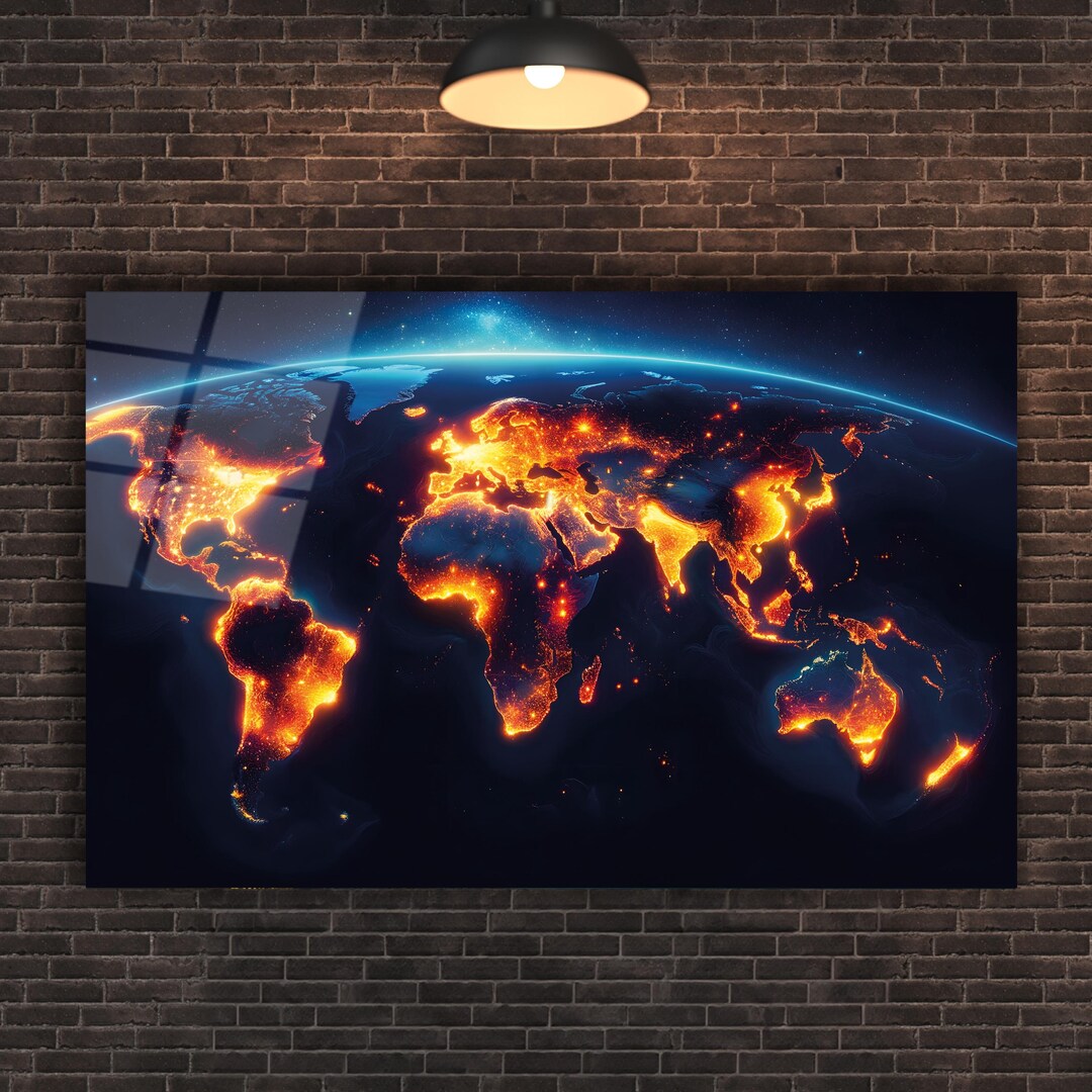 World Map Glass Wall Decor Home Decor Tempered Glass Wall Decor Glass ...