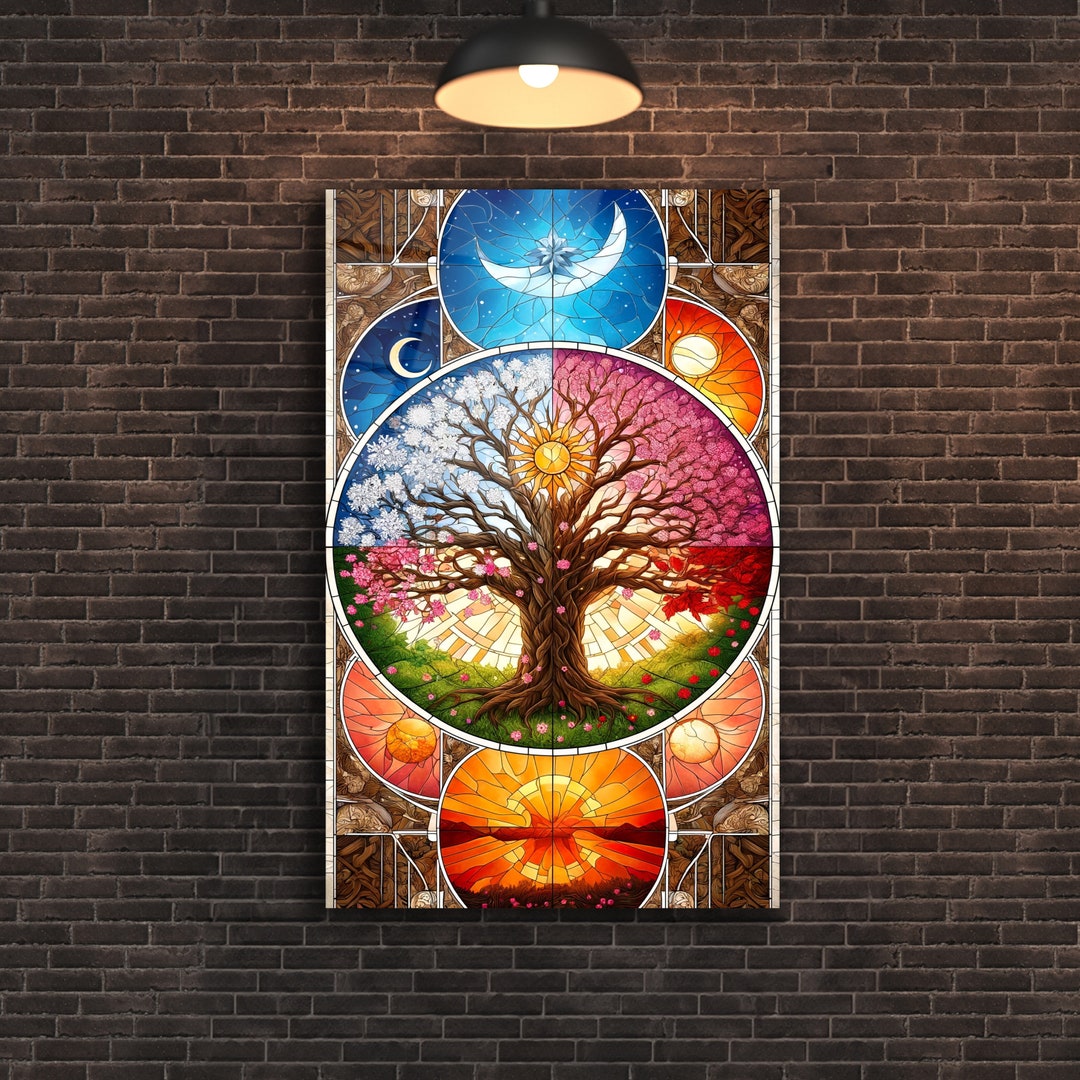 Tree of Life Four Seasons Glass Wall Decor Tempered Glass Wall Art life ...