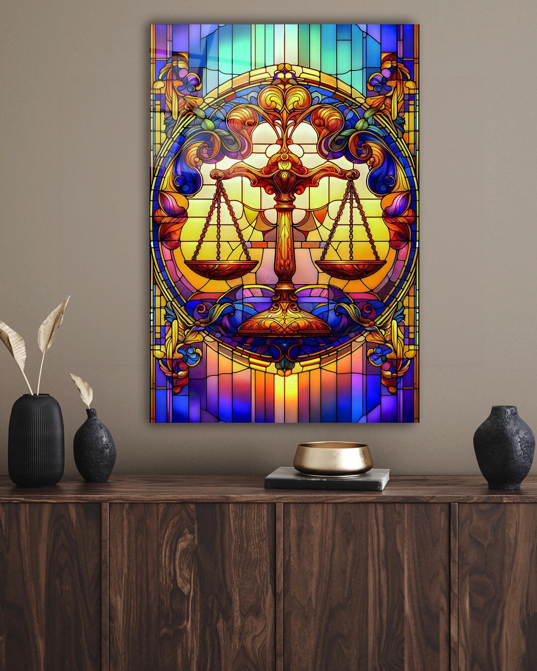 Tempered Glass Wall Art, the Colorful Window of Justice, Wall Hangings ...