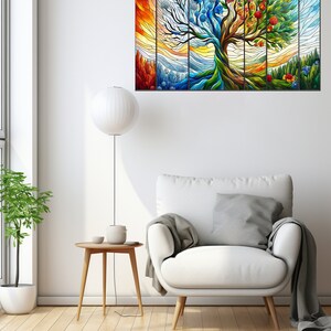 Colorful Tree of Life 4 Seasons Glass Wall Decor - Home Decor ...