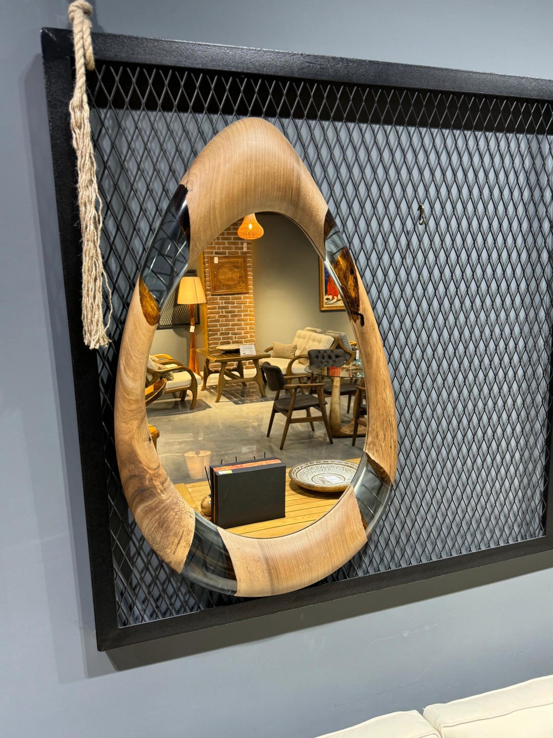 Walnut Wooden Frame Mirror, Decor Mirror, Rustic, Epoxy Mirror ...