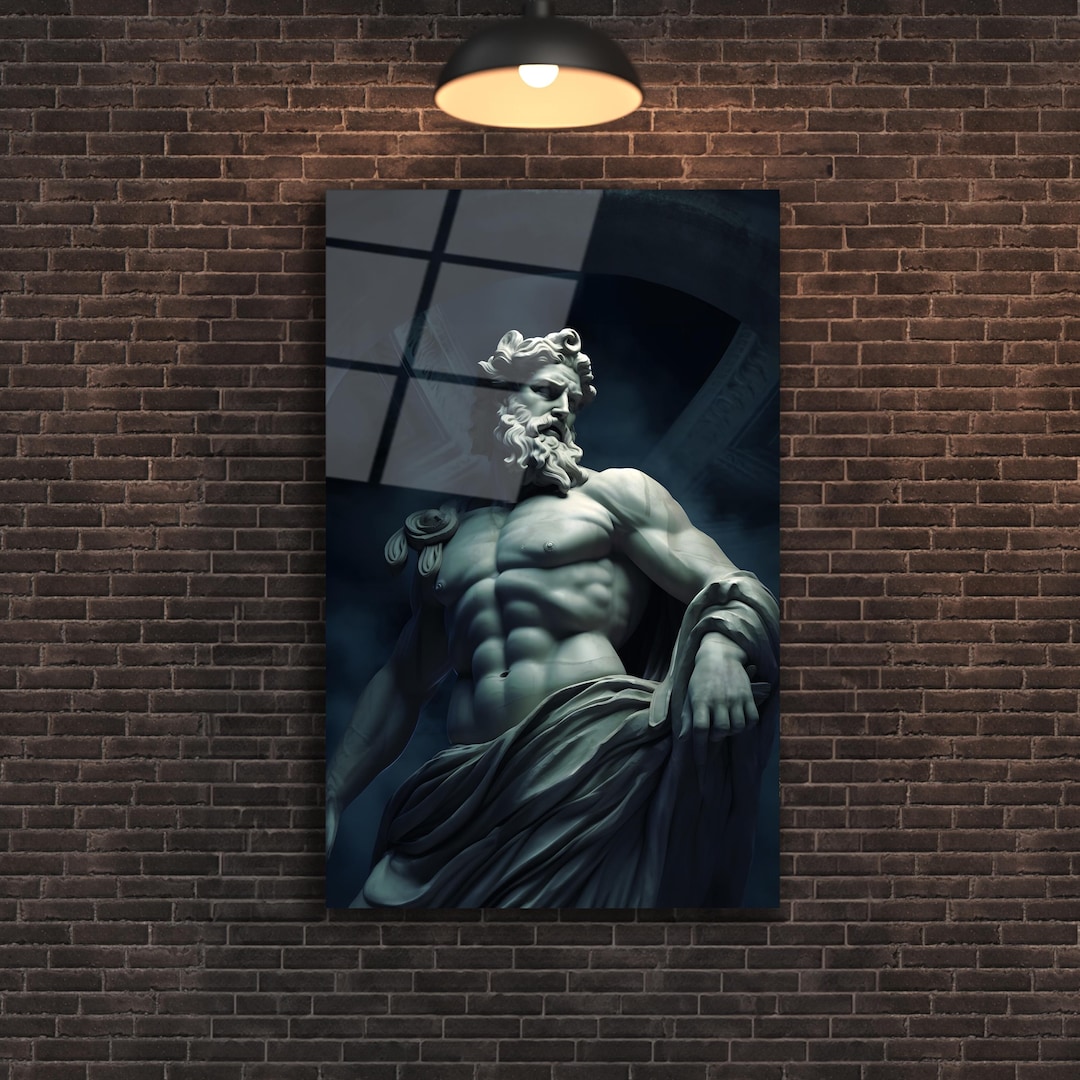 Tempered Glass Statue of Zeus Wall Art Housewarming Gift, Modern Glass ...