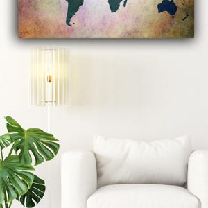 Glass Wall Art, Continents World Map Wall Art, Tempered Glass Art, Wall ...