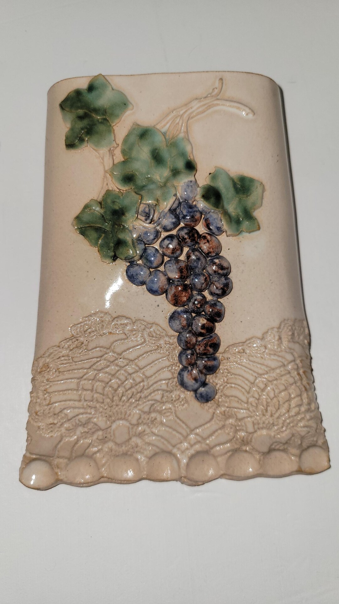 Clay Wall Pocket - Grapes Motif - Etsy
