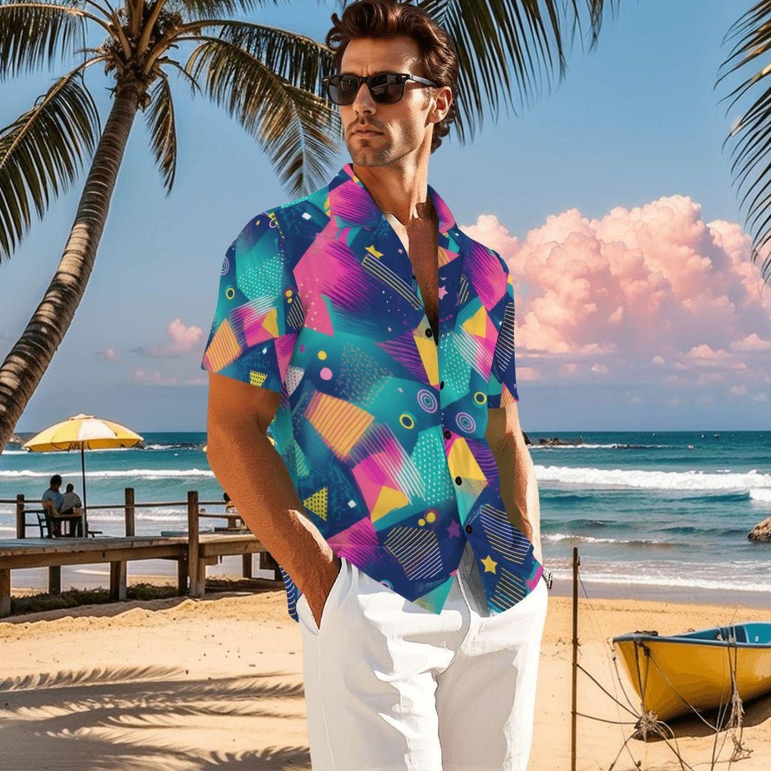 Mens Beach Shirt – Summer Resort Wear Button Down – Funky Short Sleeve ...