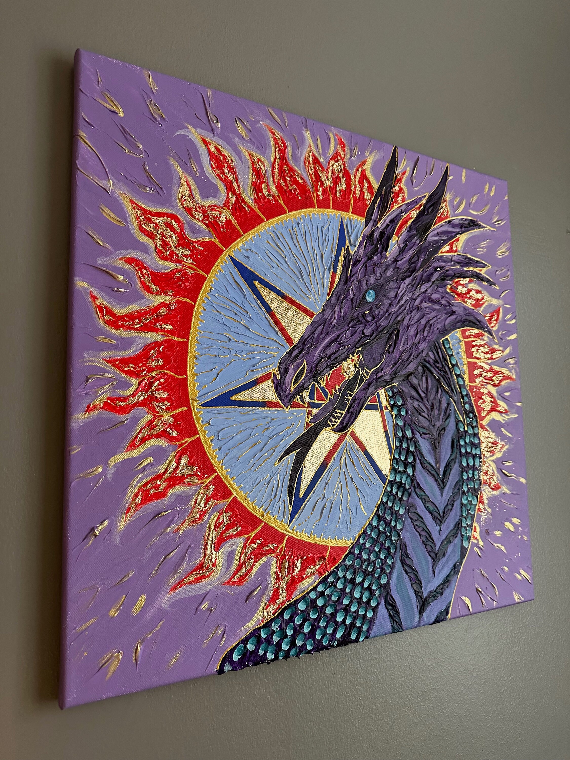 Dragon, Fiery Sun, Septagram, Mandala, Sacred Geometry - Etsy