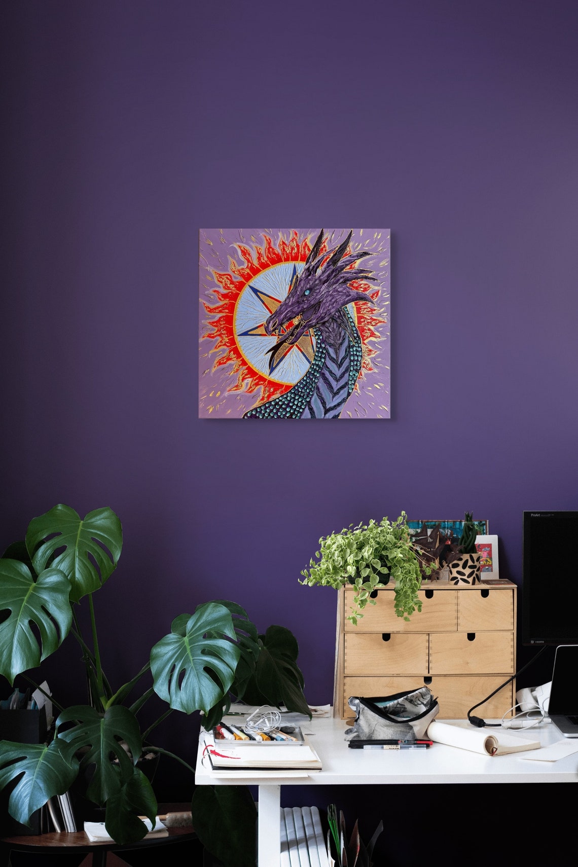 Dragon, Fiery Sun, Septagram, Mandala, Sacred Geometry - Etsy