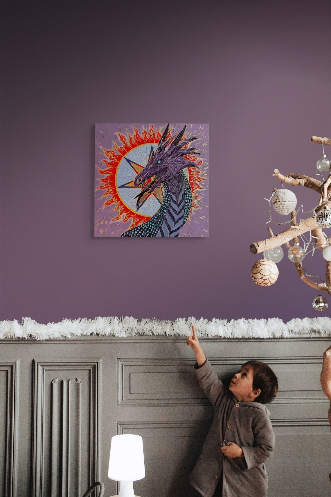 Dragon, Fiery Sun, Septagram, Mandala, Sacred Geometry - Etsy