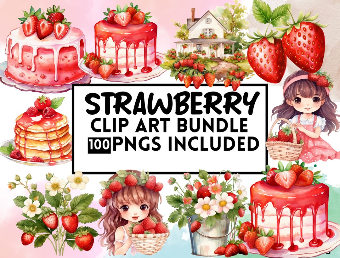 Strawberry Clipart Watercolor Bundle Sublimination Strawberries Pngs ...