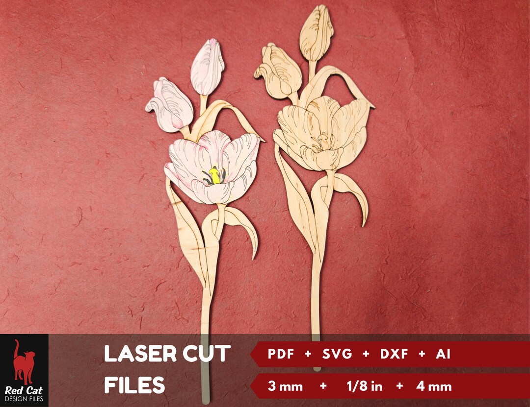 Tulip Flowers SVG, DXF Laser Cut Vector Files, Glowforge Wildflowers ...