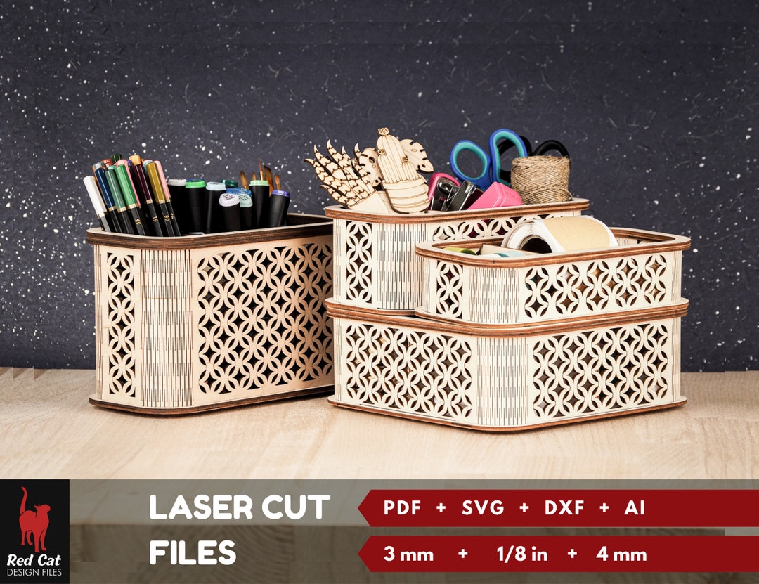 Laser Cut Templates: Pen Pencil Holder, Desktop Storage, Accessories ...