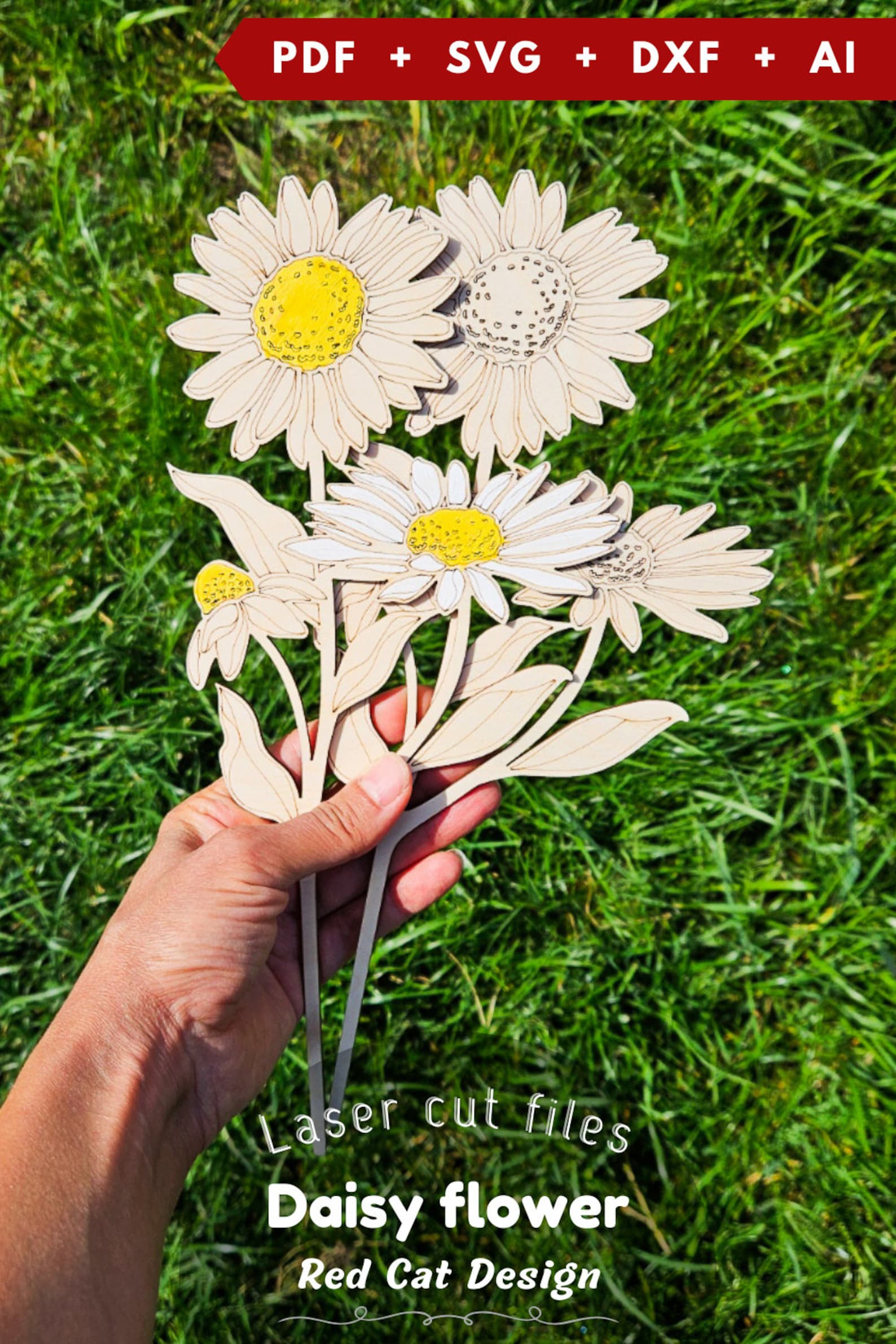 Daisy Flower SVG, DXF Files, Wooden Flowers, Laser Cut Files, DIY Gift ...