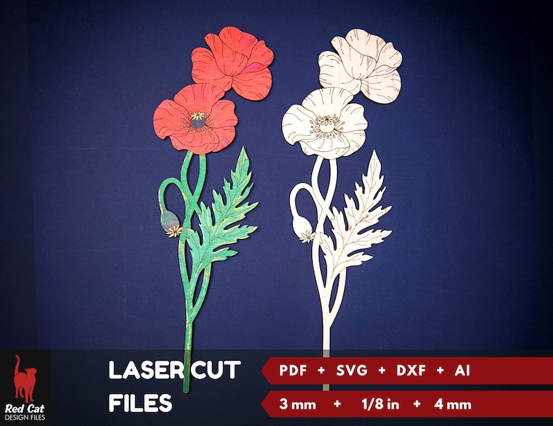 Poppy Flowers SVG, DXF, AI, Laser Cut Files, Wildflowers Bouquet ...