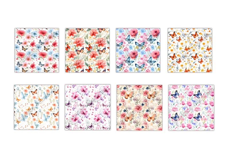 28 Watercolor Butterfly Flower Patterns - Download Printable Scrapbook ...