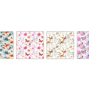 28 Watercolor Butterfly Flower Patterns - Download Printable Scrapbook ...