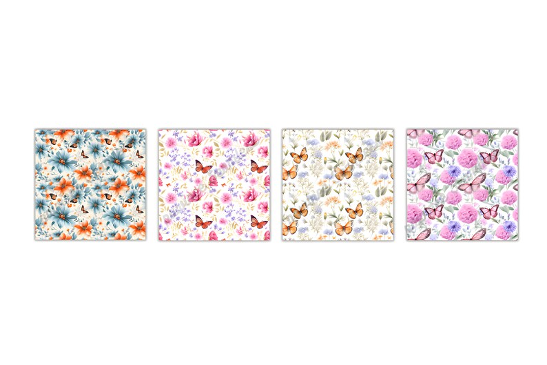 28 Watercolor Butterfly Flower Patterns - Download Printable Scrapbook ...