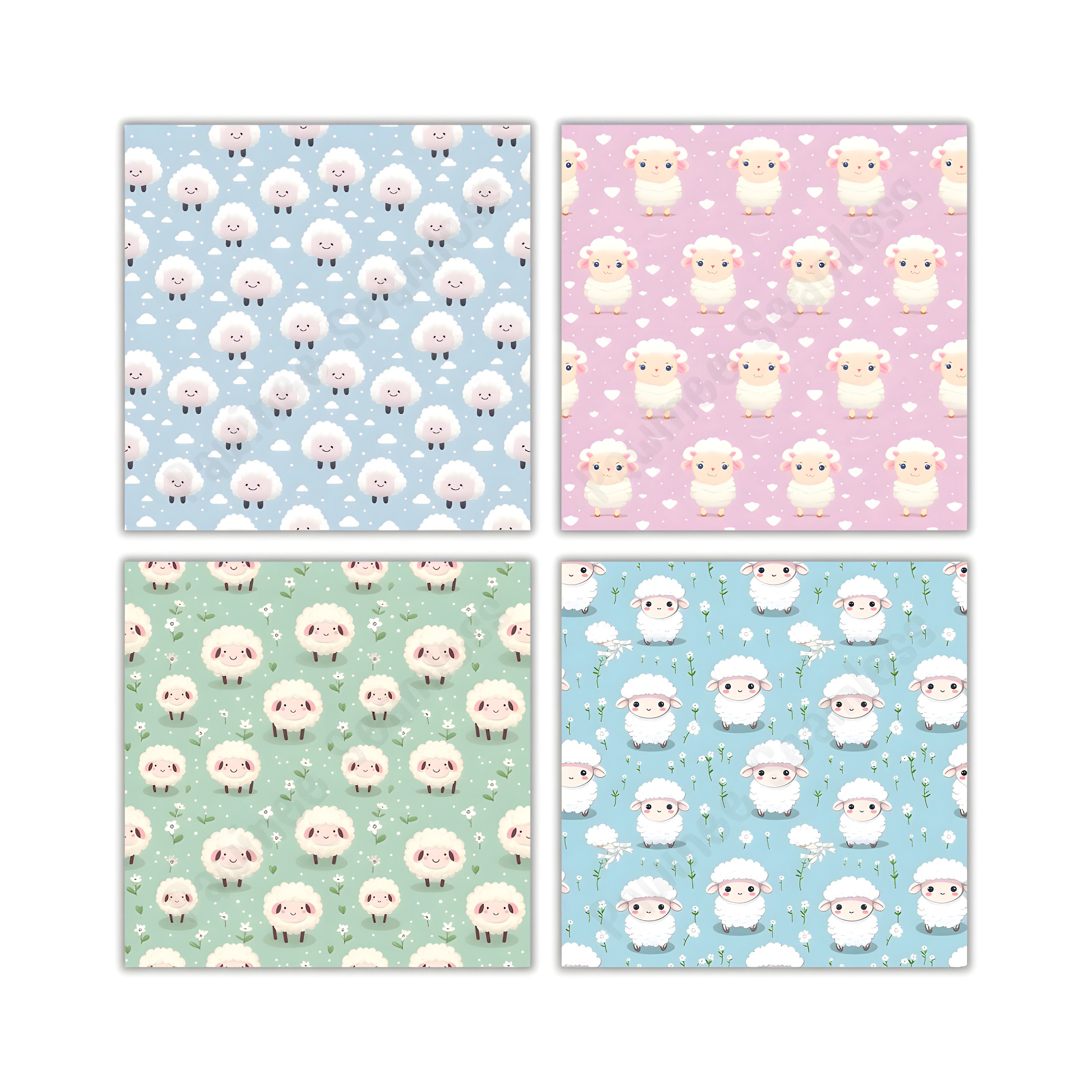 Cute Sheep Digital Paper - Cute Seamless Pattern Download Printable ...
