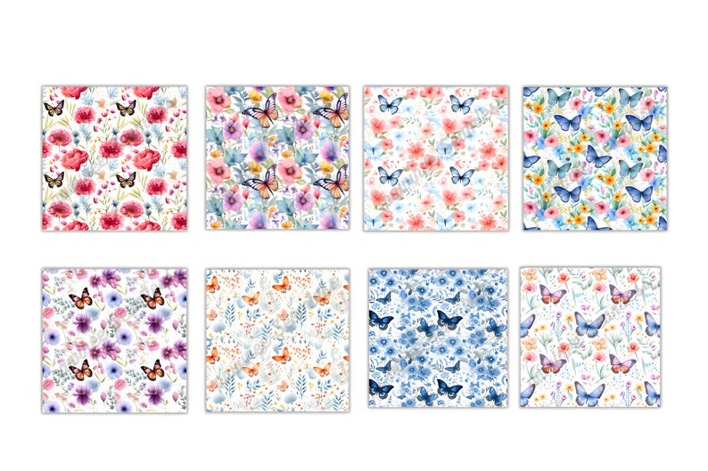 28 Watercolor Butterfly Flower Patterns - Download Printable Scrapbook ...