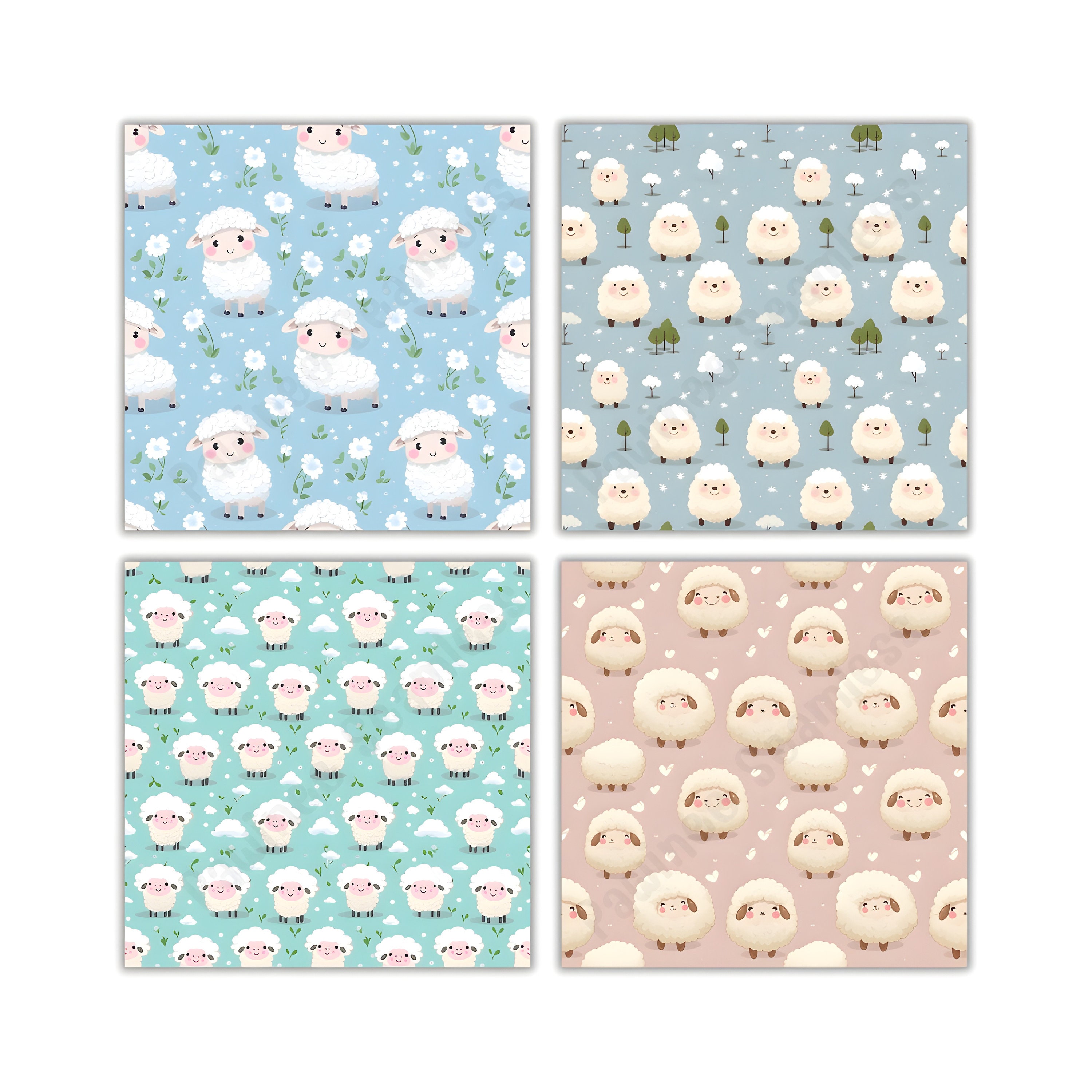 Cute Sheep Digital Paper - Cute Seamless Pattern Download Printable ...