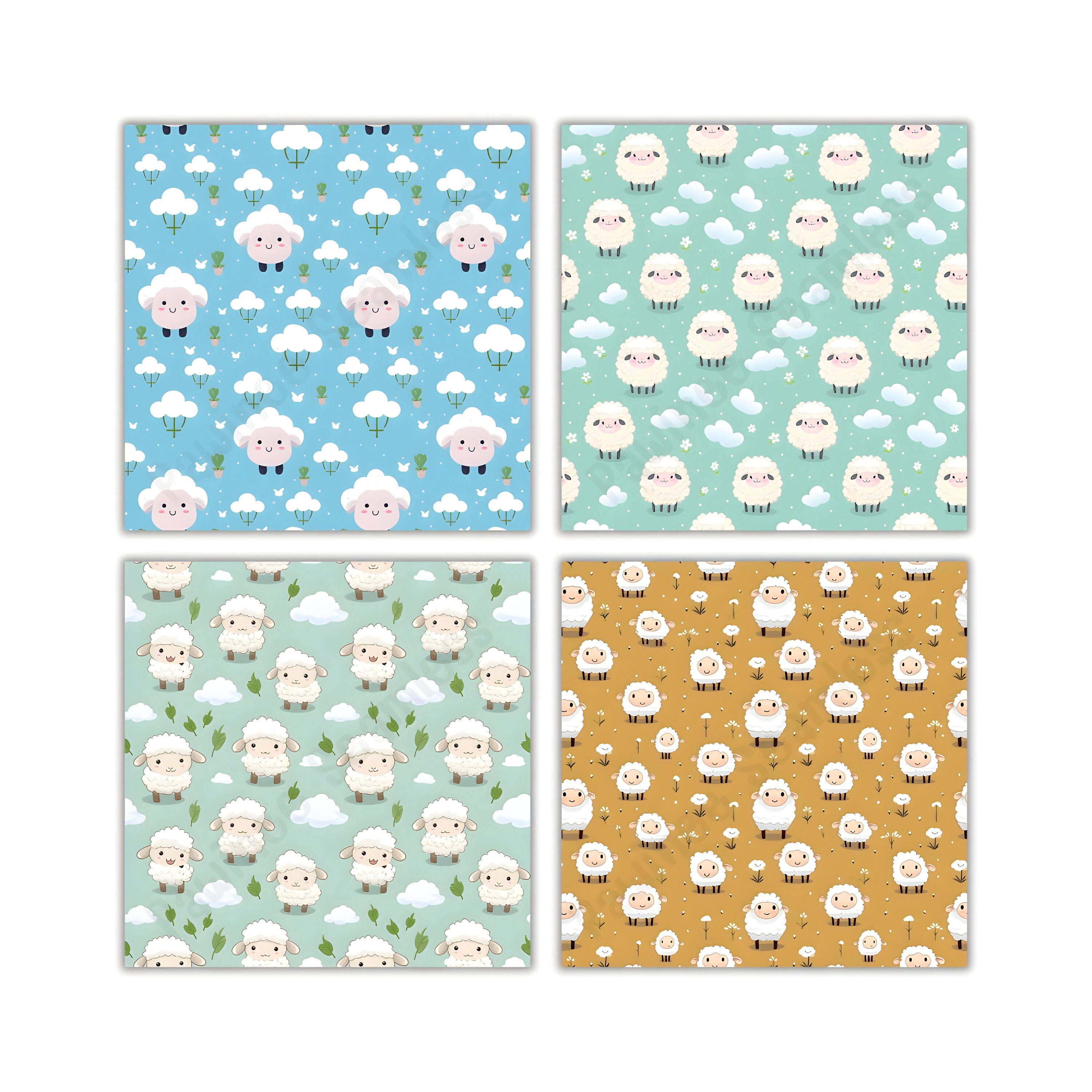 Cute Sheep Digital Paper - Cute Seamless Pattern Download Printable ...